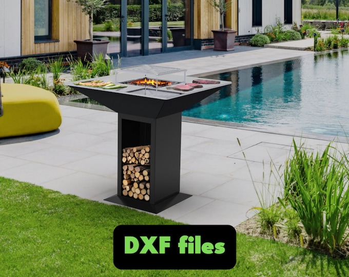 Brasero Fire Pit BBQ: Square Wood Grill Design - DXF Files for Plasma ...