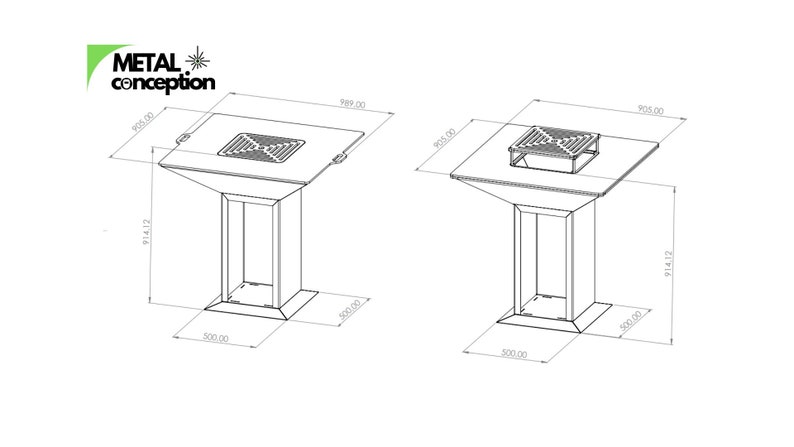 Brasero Fire Pit BBQ: Square Wood Grill Design - DXF Files for Plasma ...