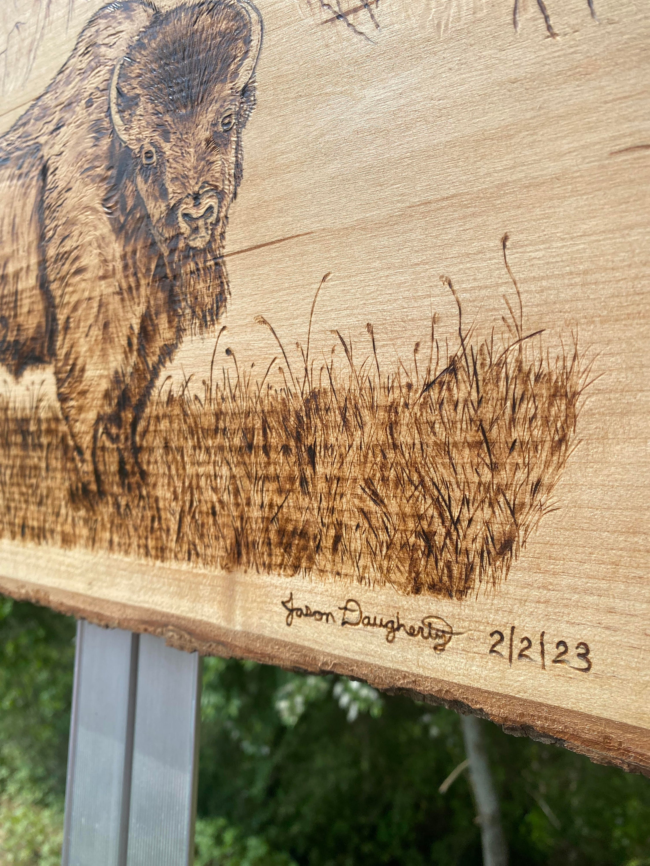 American Bison, Pyrography, Handmade Woodburning - Etsy