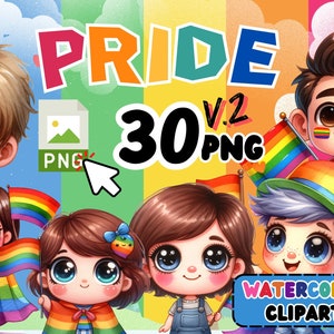 Kids Watercolor Clip Art V2,LGBTQ+ Clip Art,rainbow Pride Clipart ...