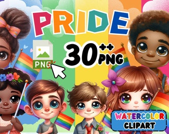 Kids Watercolor Clip Art V2,LGBTQ+ Clip Art,rainbow Pride Clipart ...