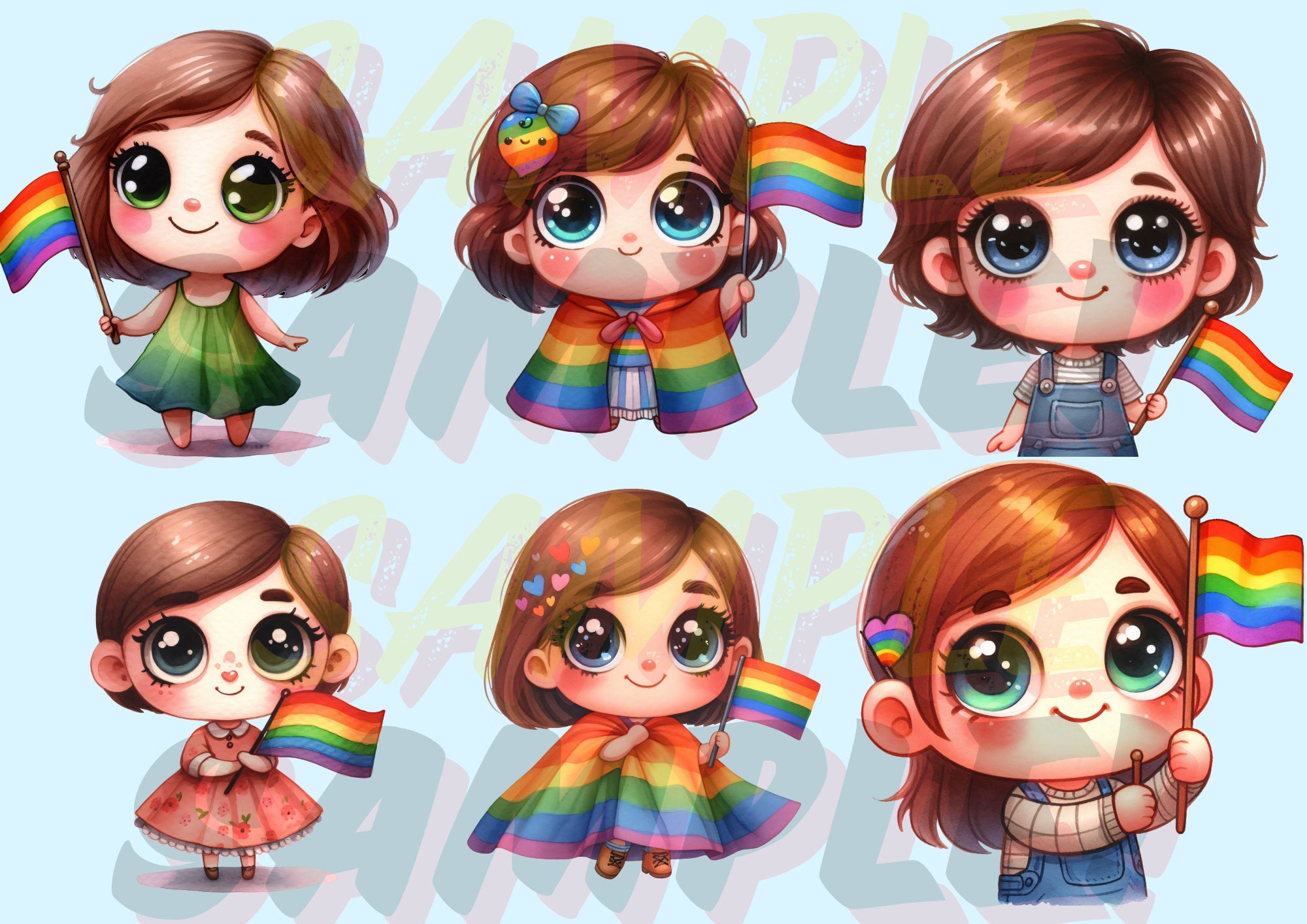 Kids Watercolor Clip Art V2,LGBTQ Clip Art,rainbow Pride Clipart ...