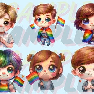 Kids Watercolor Clip Art V2,LGBTQ+ Clip Art,rainbow Pride Clipart ...
