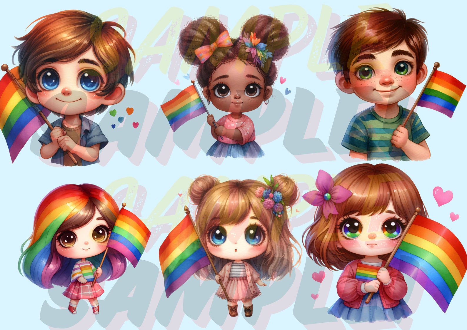 Kids Watercolor Clip Art,lgbtq+ Clip Art,rainbow Pride Clipart ...