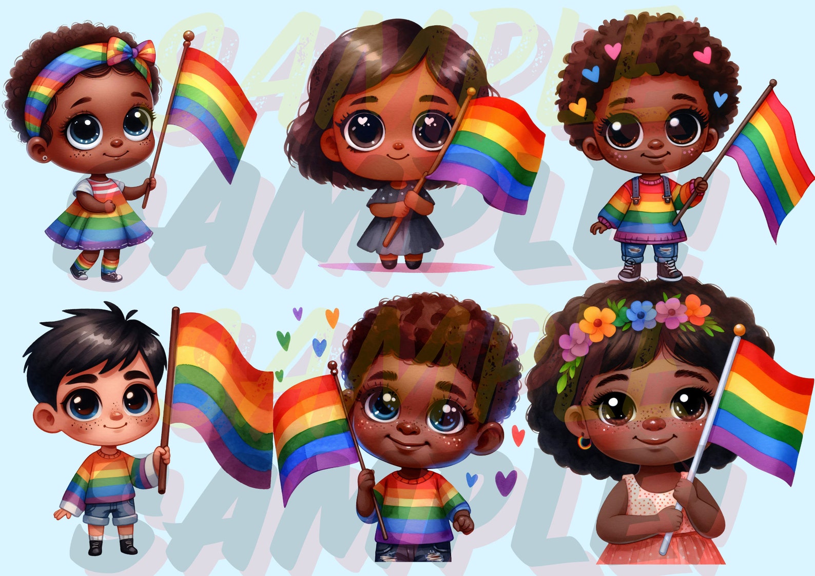 Kids Watercolor Clip Art,lgbtq+ Clip Art,rainbow Pride Clipart ...