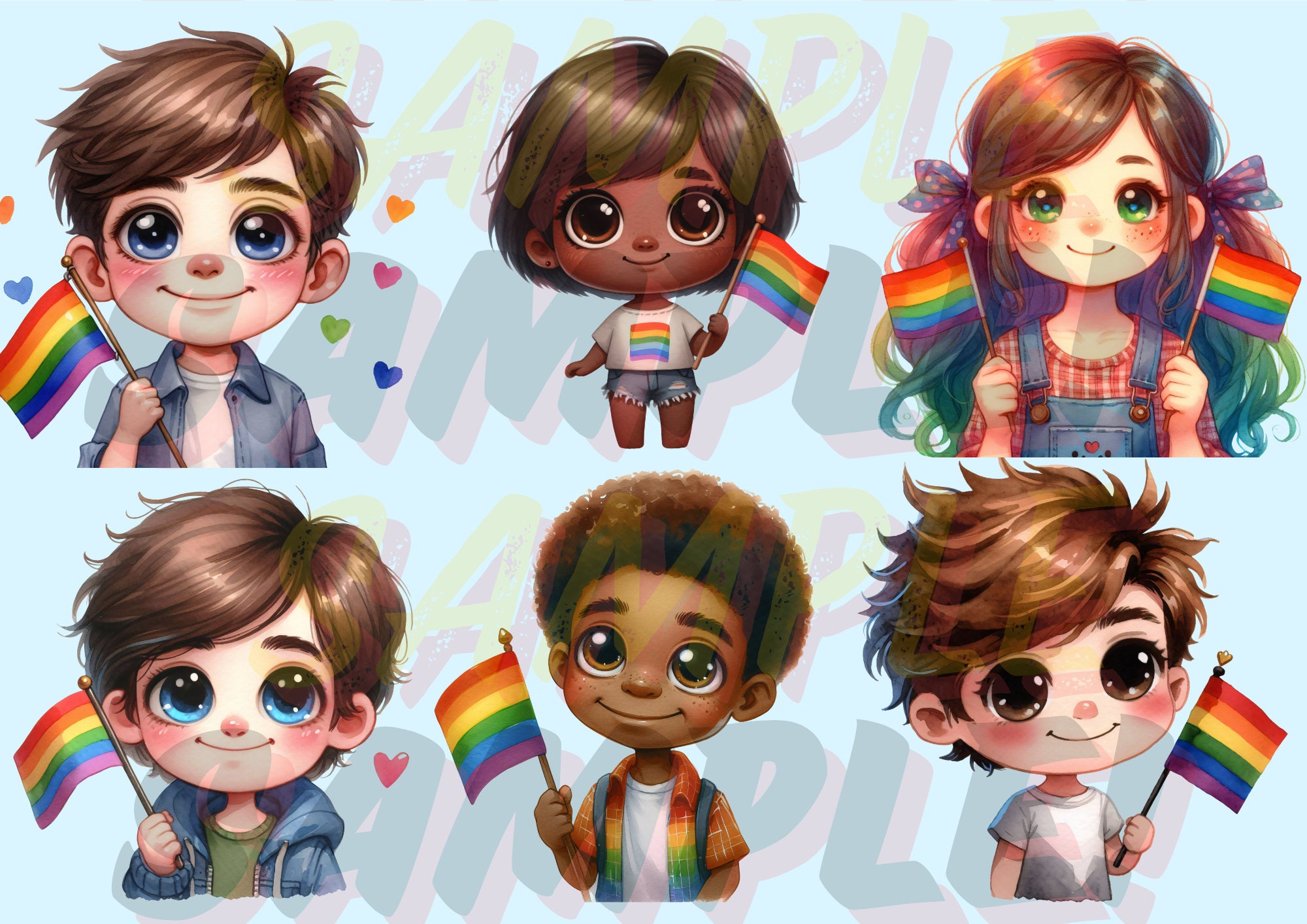 Kids Watercolor Clip Art,lgbtq+ Clip Art,rainbow Pride Clipart ...