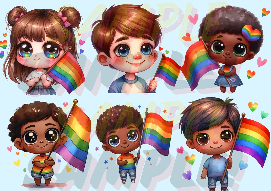 Kids Watercolor Clip Art,lgbtq+ Clip Art,rainbow Pride Clipart ...