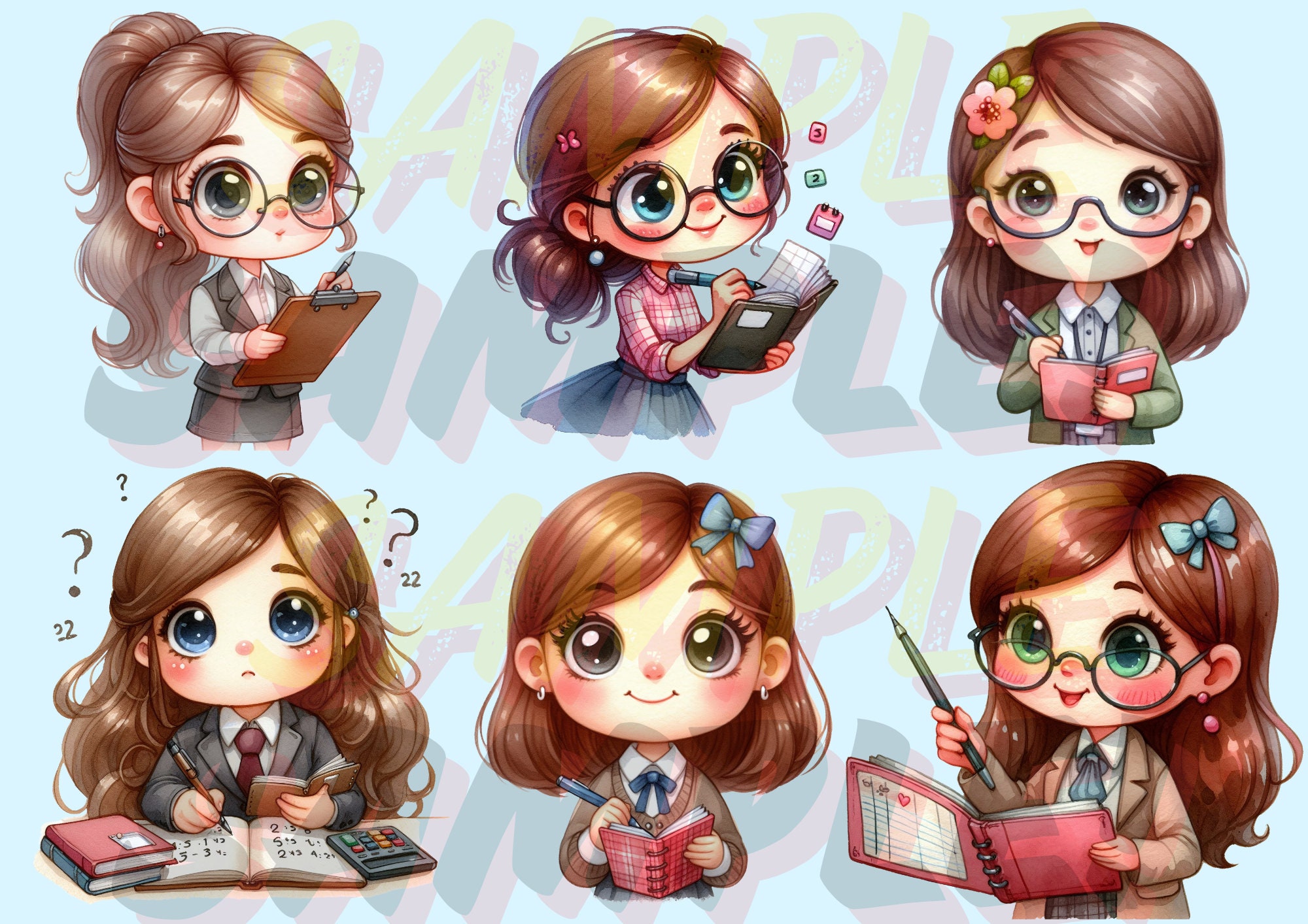 30 Kids Watercolor Clip Art PNG Digital Download, Girls Png,school Kids ...