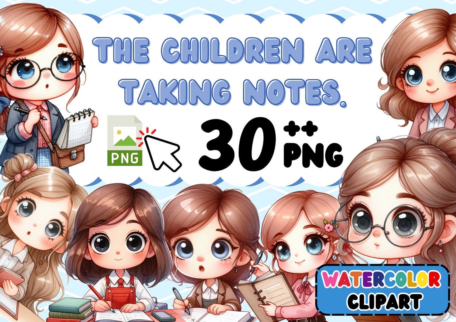 30 Kids Watercolor Clip Art PNG Digital Download, Girls Png,school Kids ...