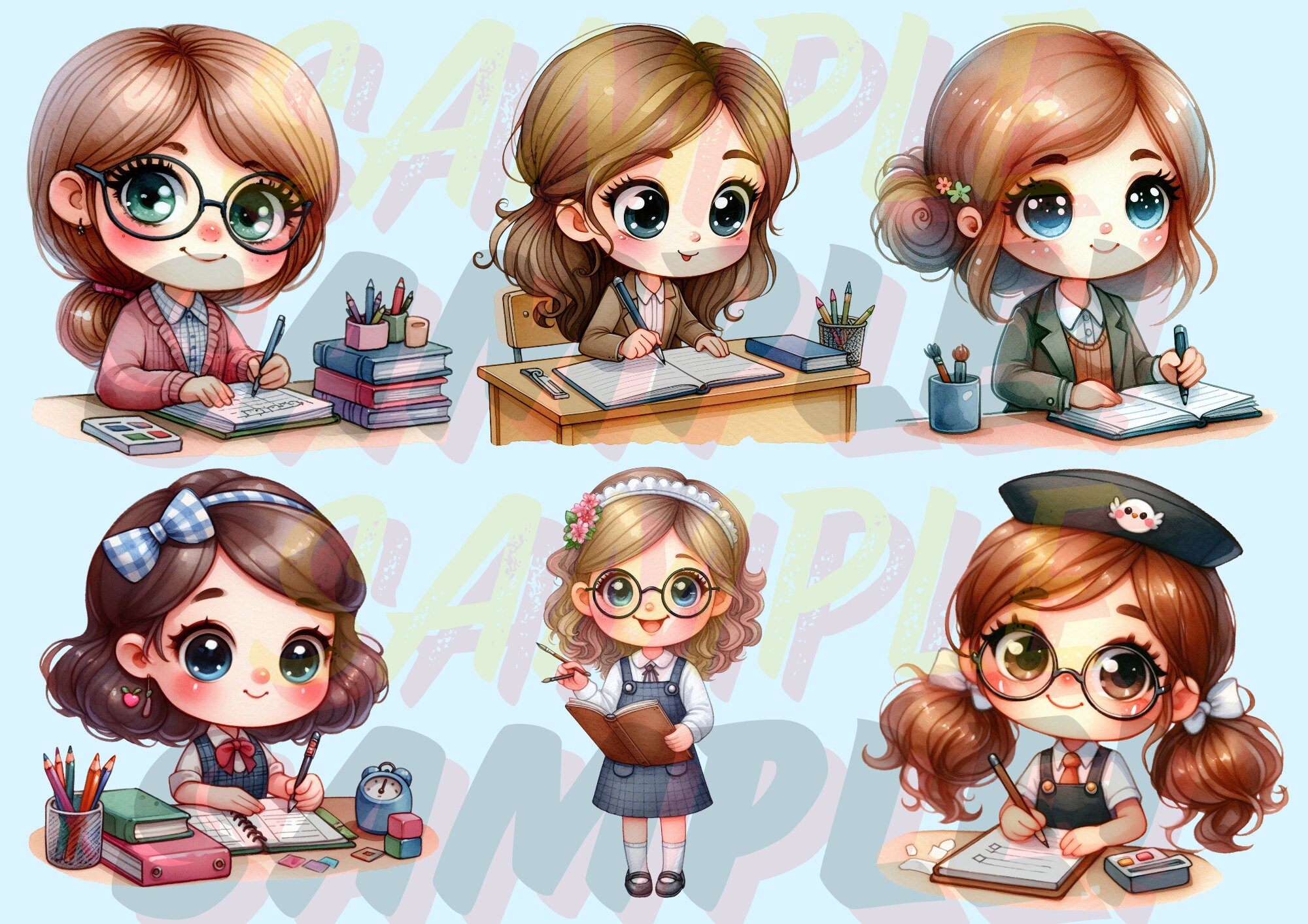 30 Kids Watercolor Clip Art PNG Digital Download, Girls Png,school Kids ...