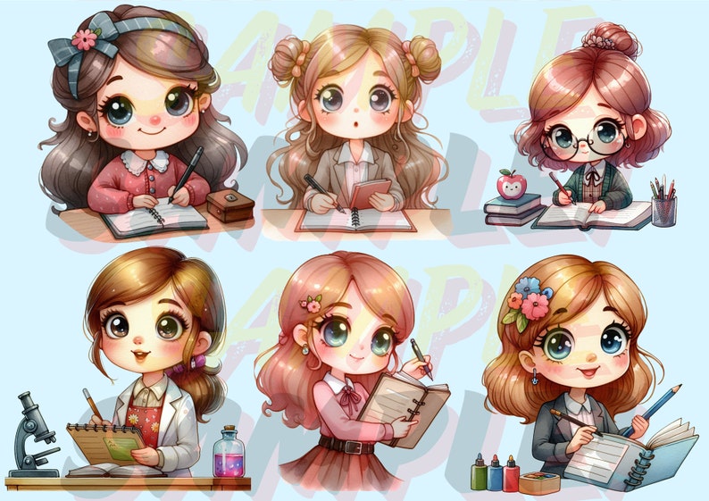 30 Kids Watercolor Clip Art PNG Digital Download, Girls Png,school Kids ...