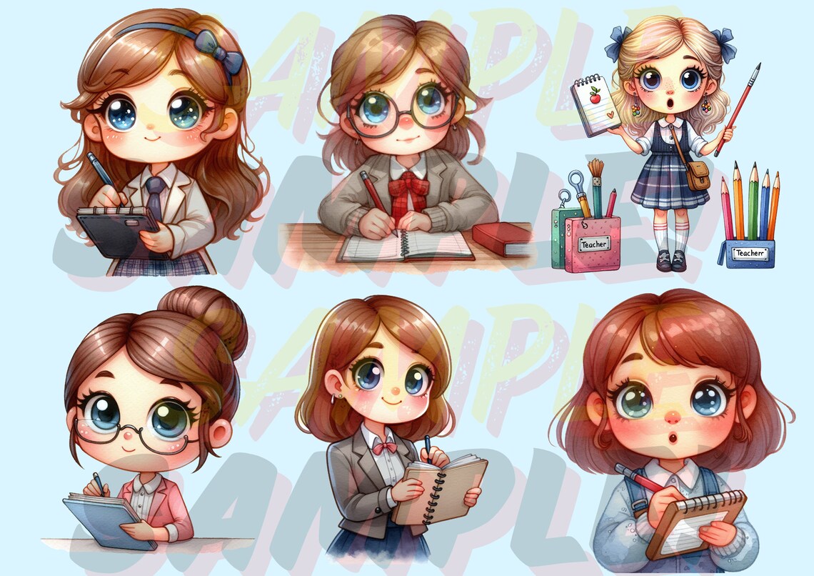 30 Kids Watercolor Clip Art PNG Digital Download, Girls Png,school Kids ...