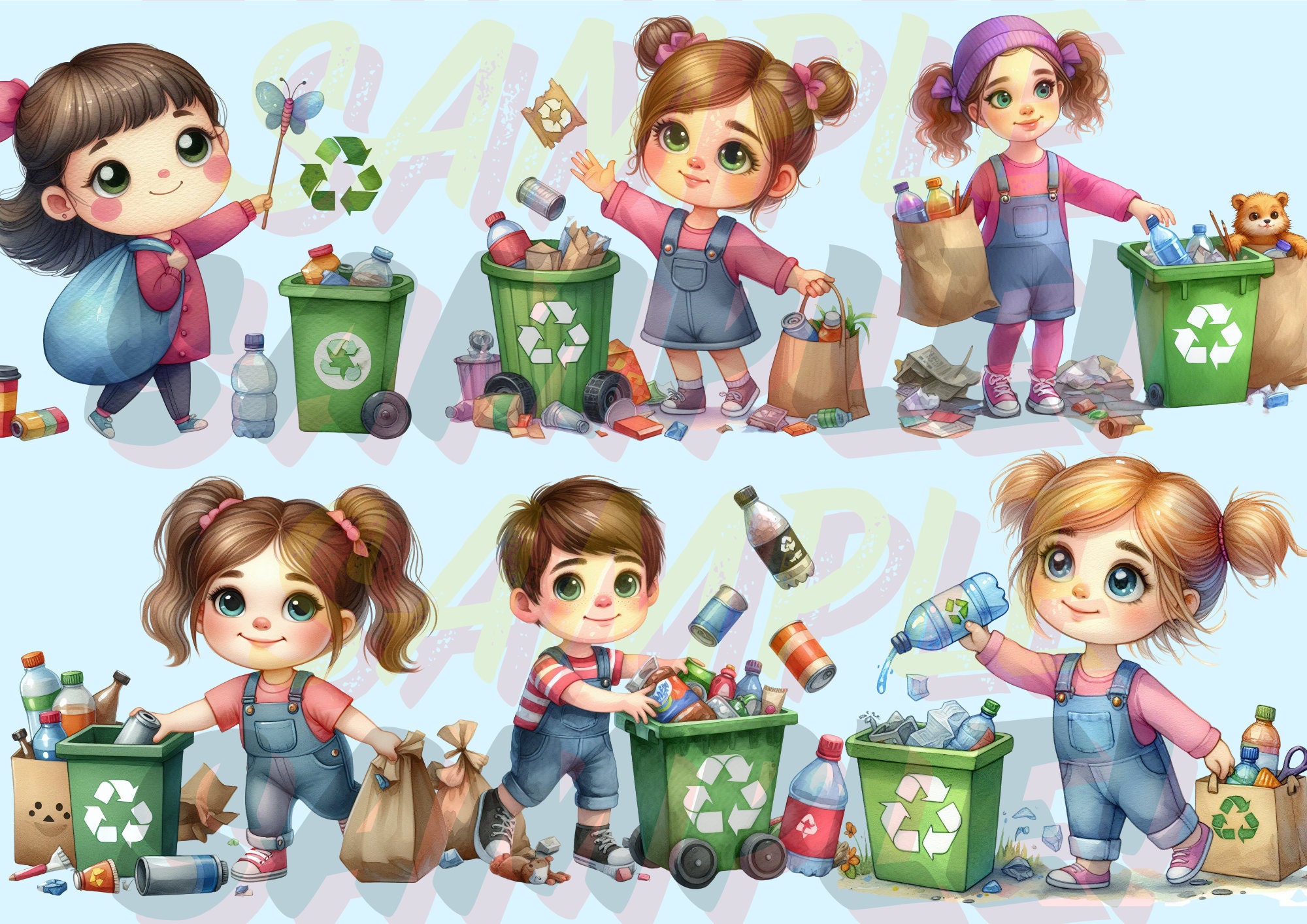 30 Kids Watercolor Clip Art PNG Digital Download, Boy and Girls Png ...