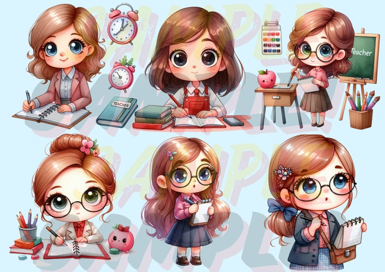 30 Kids Watercolor Clip Art PNG Digital Download, Girls Png,school Kids ...