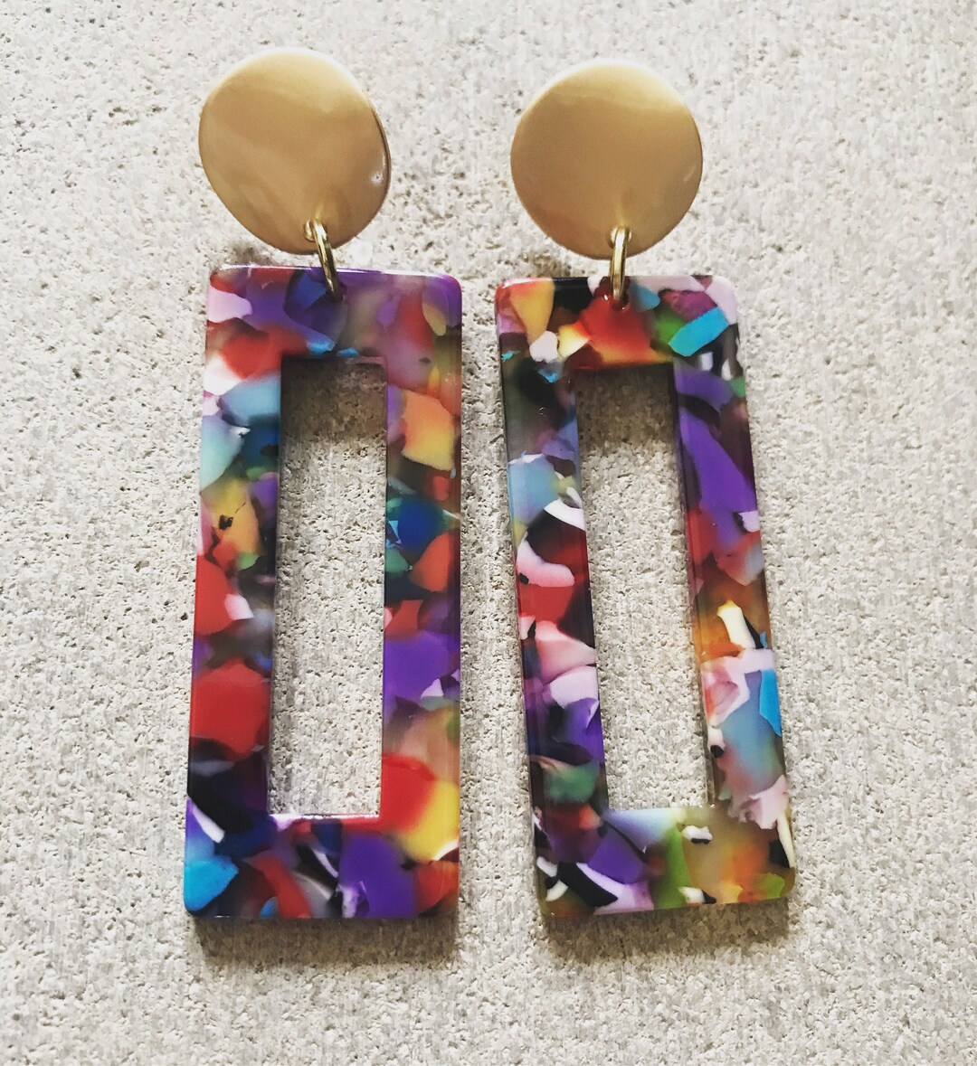 Colorful Resin Earrings - Etsy