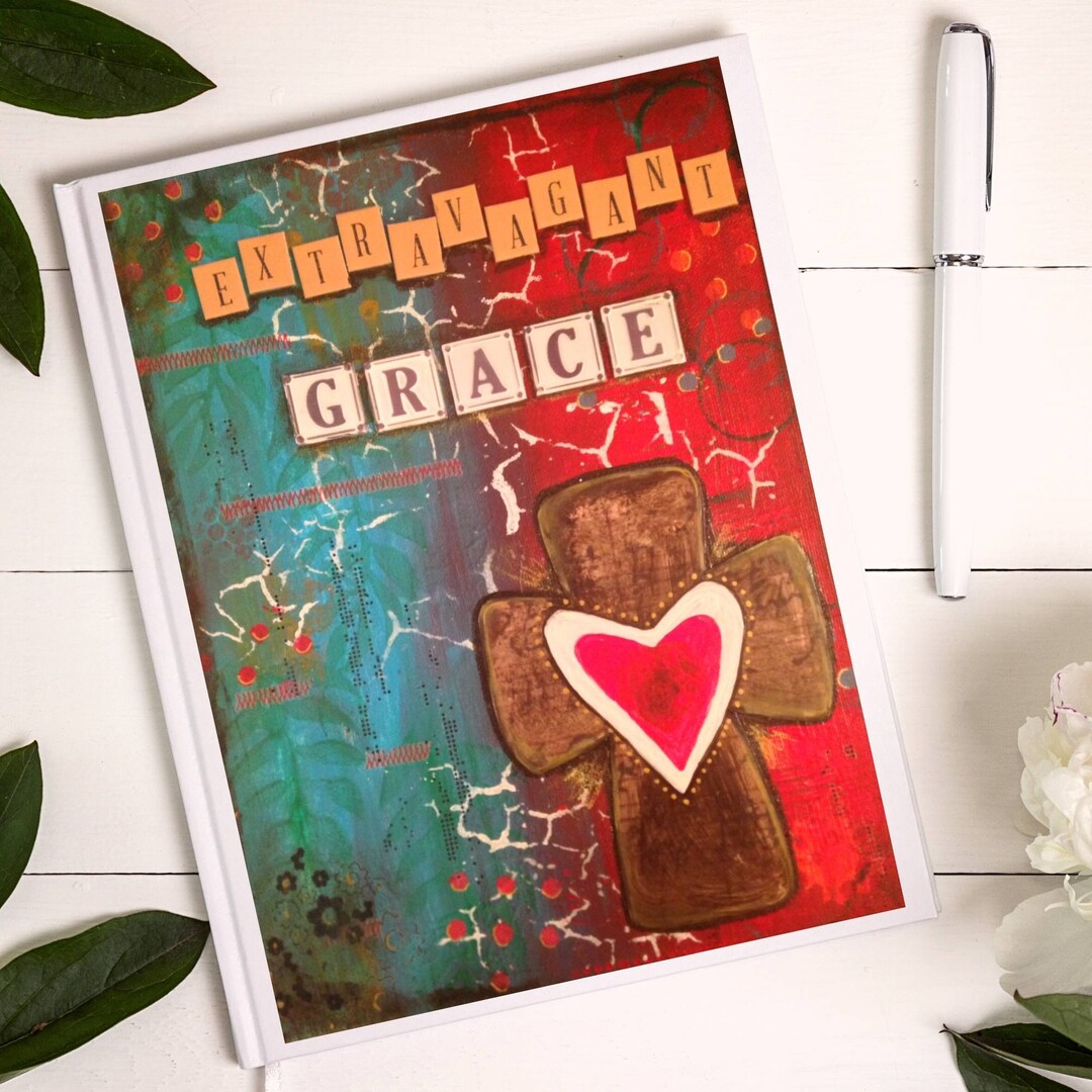 Rustic Printable Red & Turquoise Cross Art, Extravagant Grace Cross Art ...