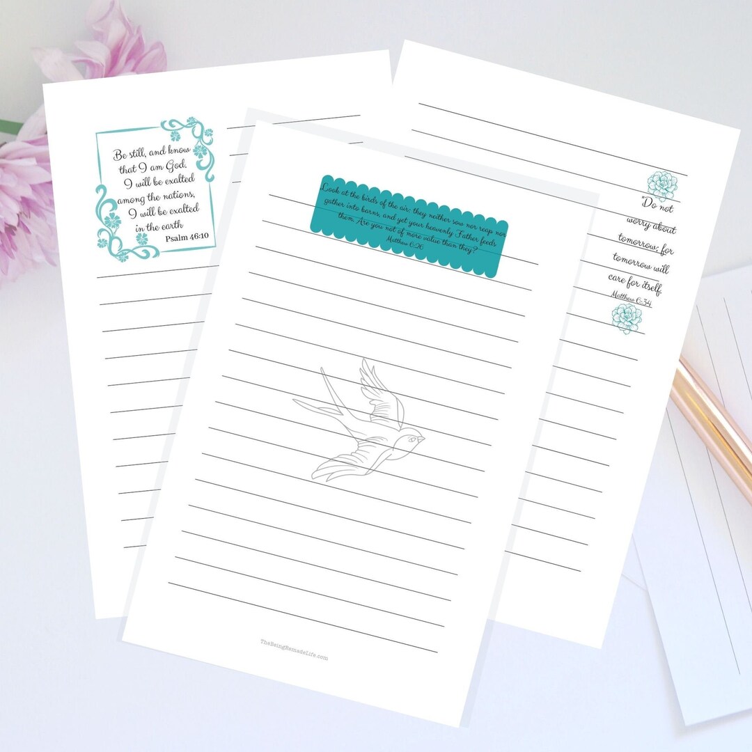 Printable Christian Prayer Journal Pages With Bible Verses, Lined ...