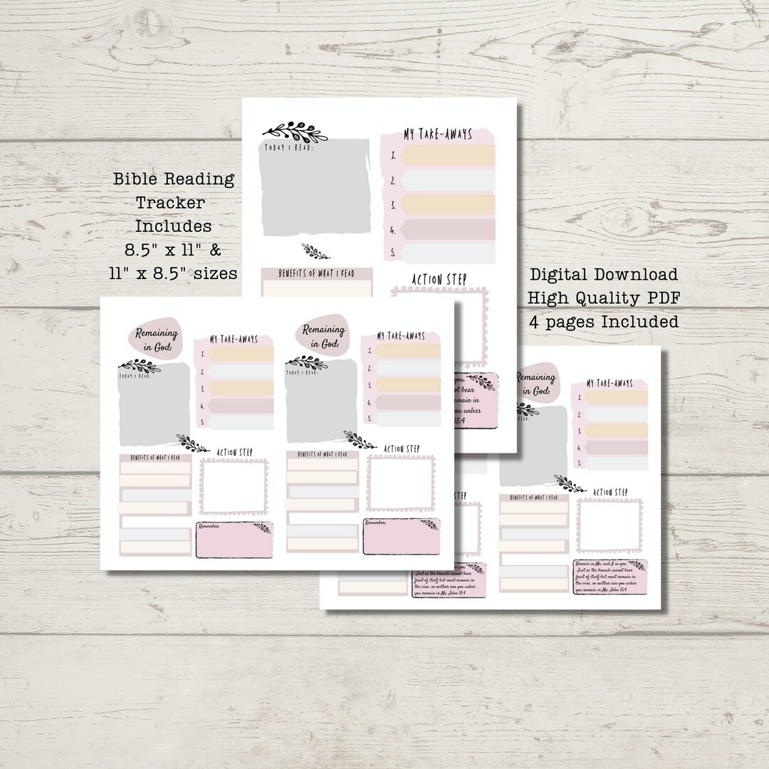 Bible Reading Tracker Pages, Bible Reading Journal, Prayer Journal ...