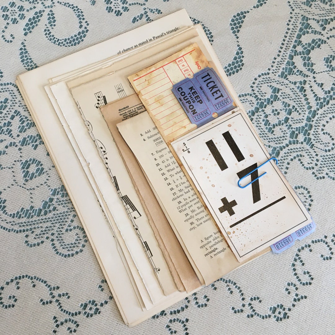 Vintage Ephemera Paper Pack, Music, Math, Science, Junk Journal ...