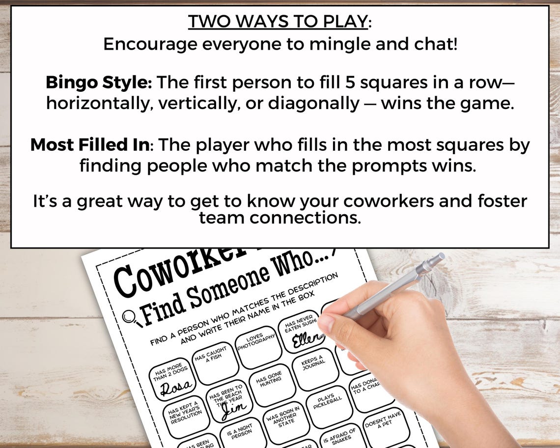 Office Bingo Printable Game, Human Bingo, Icebreaker Bingo, Coworker ...