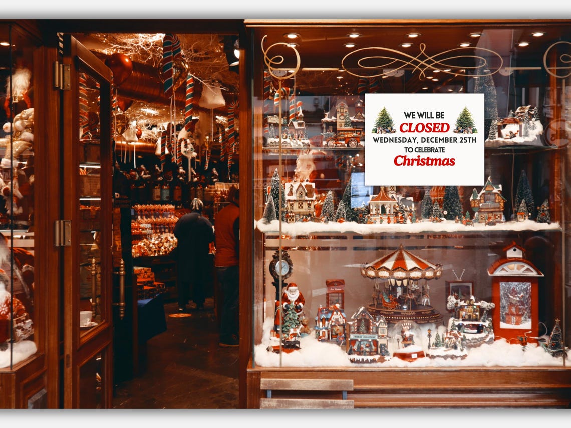 Closed Christmas Day Sign, Closed for Christmas Printable Sign, Store ...