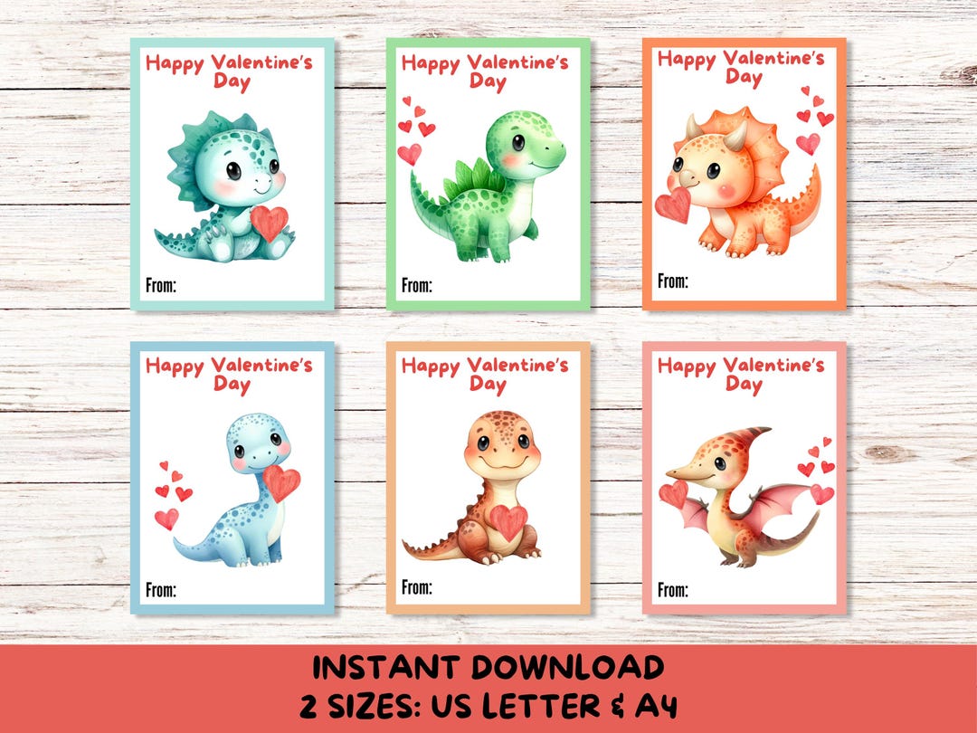 Dinosaur Valentines, Printable Classroom Valentines, Valentine Exchange ...