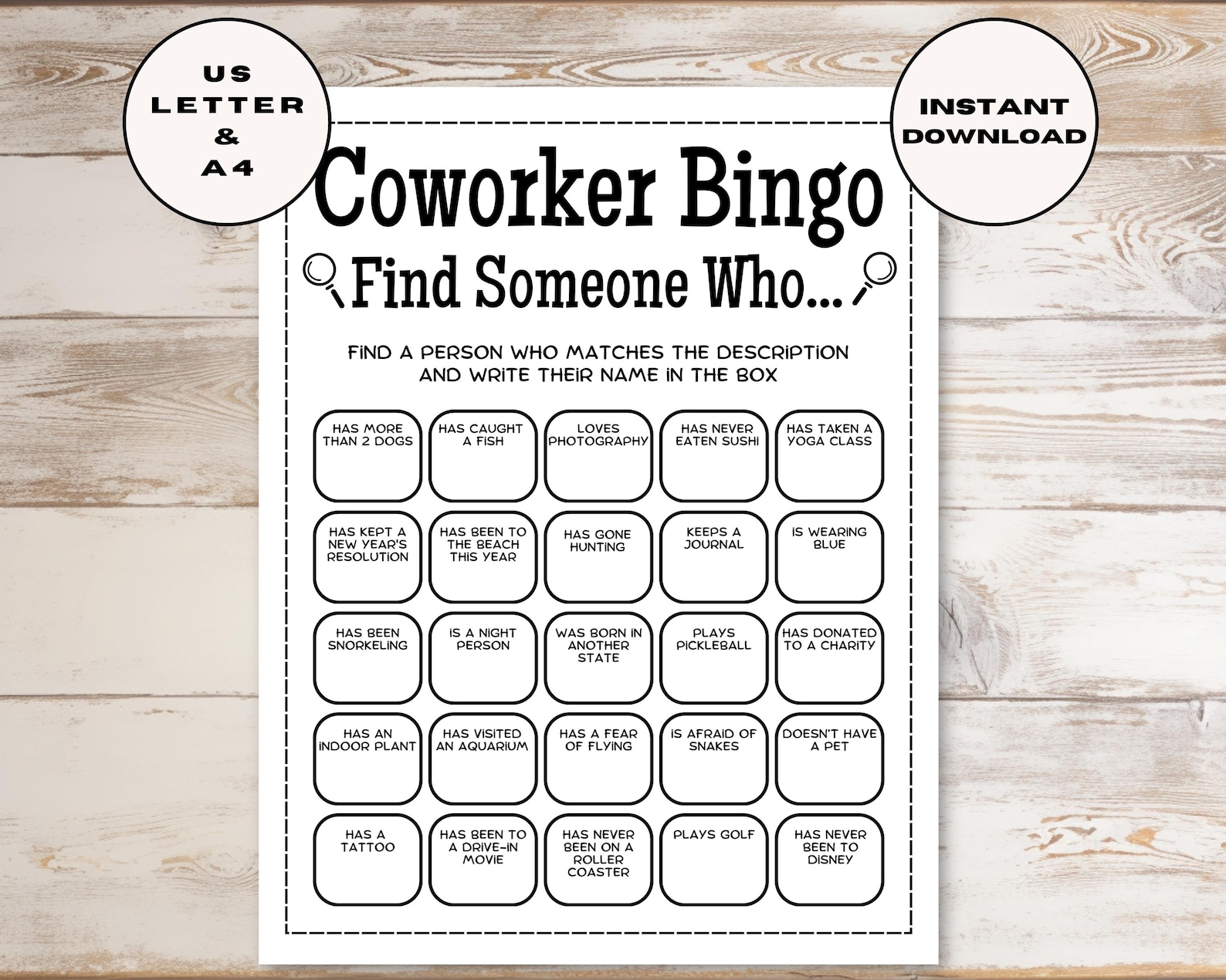 Office Bingo Printable Game, Human Bingo, Icebreaker Bingo, Coworker ...