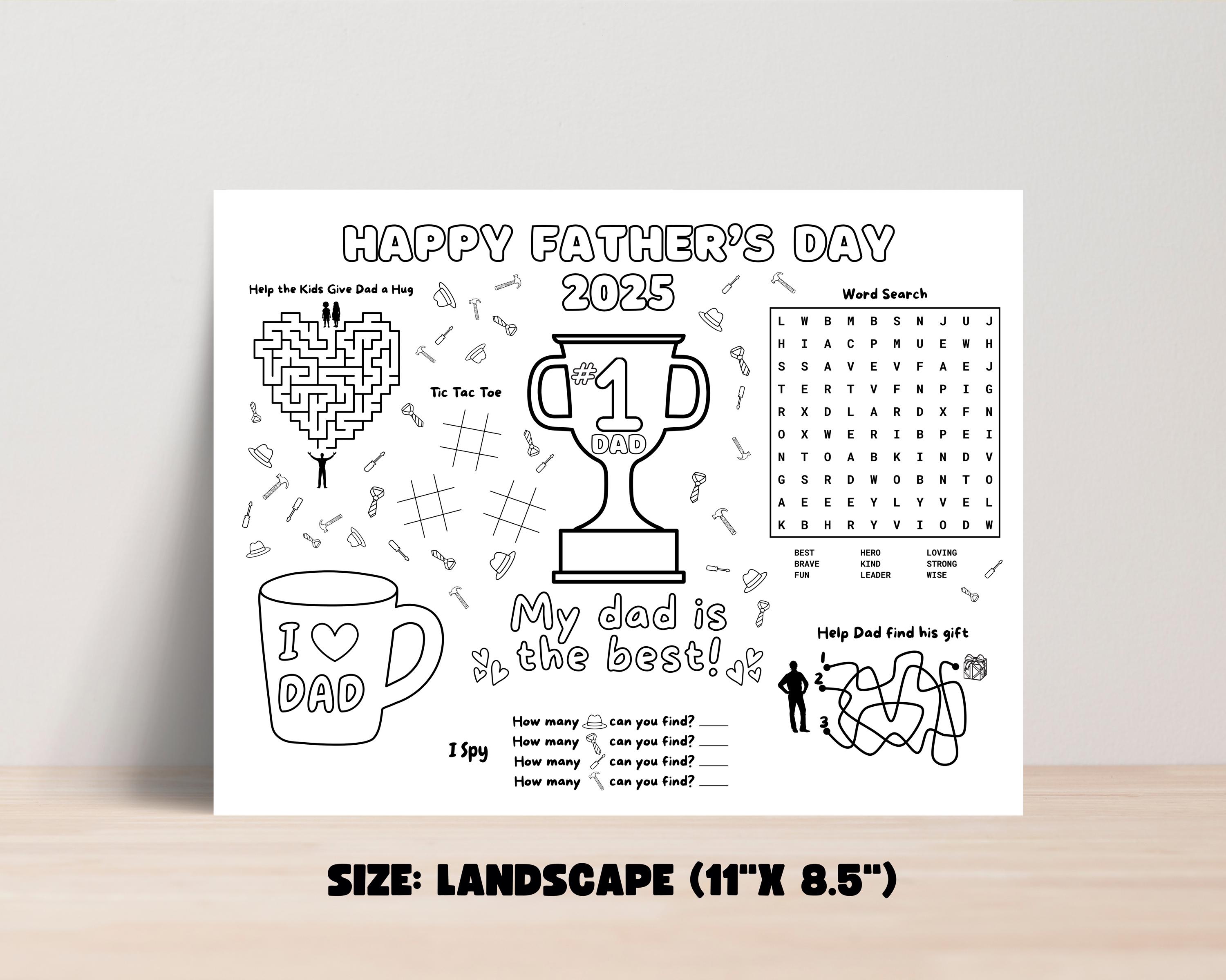 Father's Day 2025 Printable Coloring Page & Activity Sheet, Father's ...