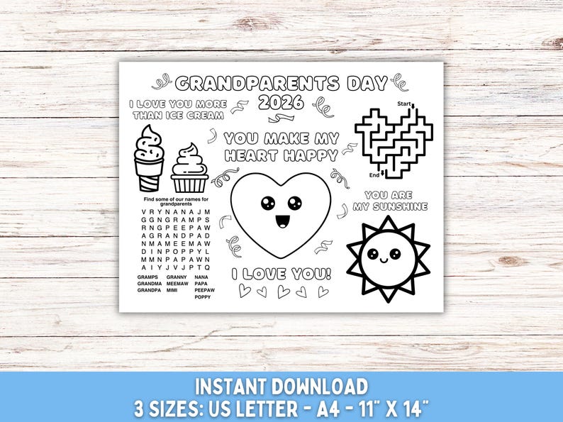 Grandparents Day 2026 Printable Coloring Page & Activity Sheet ...
