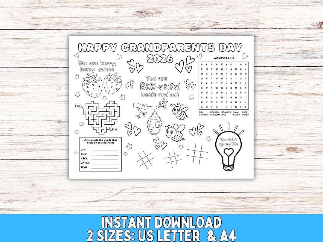 Grandparents Day 2026 Printable Coloring Page & Activity Sheet ...