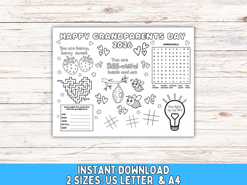 Grandparents Day 2026 Printable Coloring Page & Activity Sheet ...