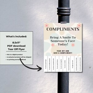 Compliments Printable, Random Acts of Kindness Tear off Flyer, Bulletin ...