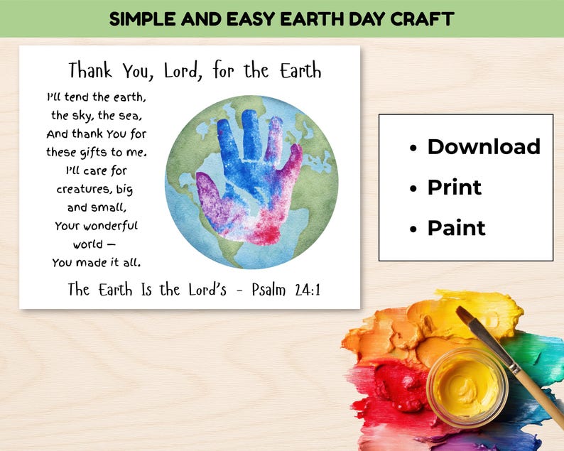 Christian Earth Day Handprint Art, Earth Day Crafts for Preschool ...
