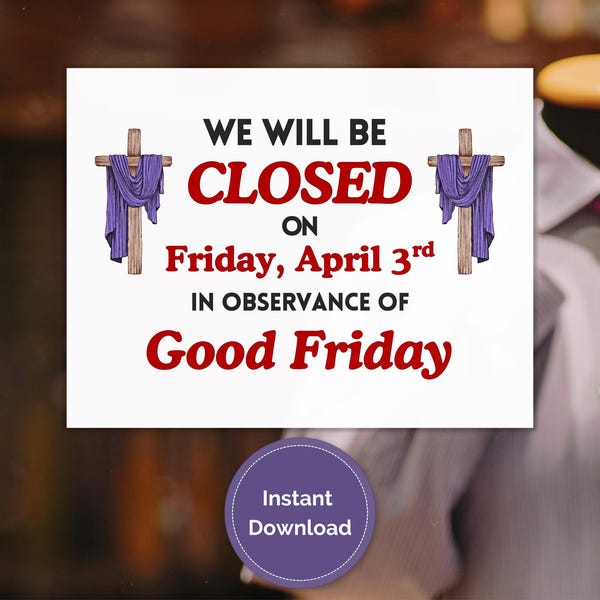 Good Friday Sign Closed - Etsy