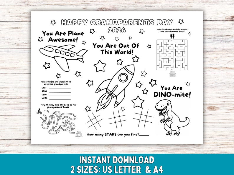 Grandparents Day 2026 Printable Coloring Page & Activity Sheet ...