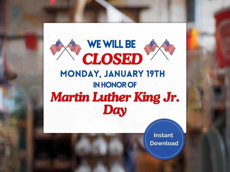 2026 Closed MLK Day Sign, Closed for Martin Luther King Jr Day ...