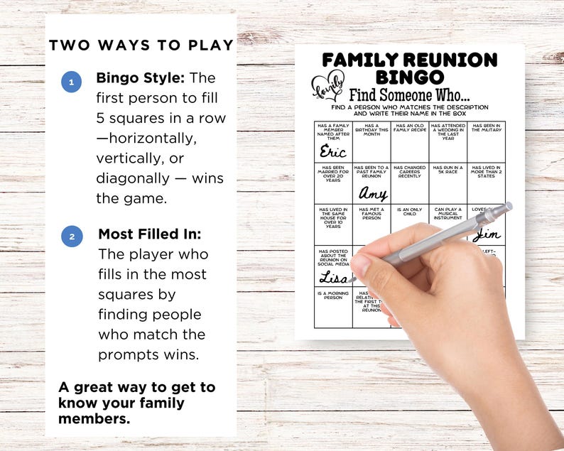 Family Reunion Bingo Printable Game, Human Bingo, Icebreaker Bingo, Get ...