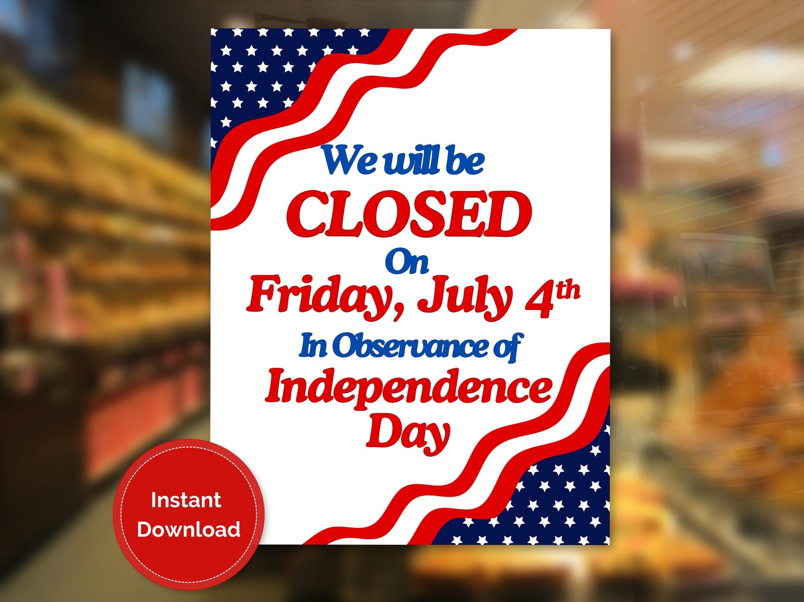 Independence Day Closed Printable Sign, Closed for Independence Day ...
