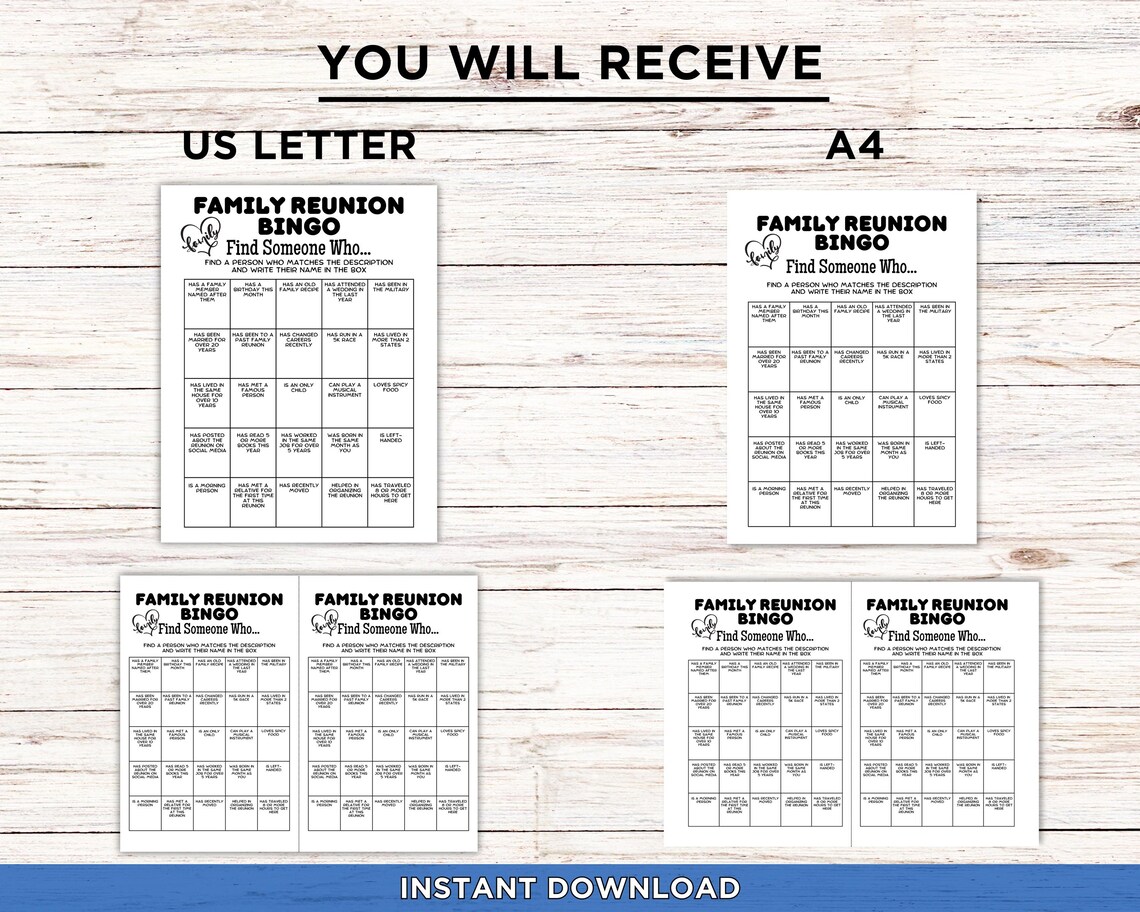 Family Reunion Bingo Printable Game, Human Bingo, Icebreaker Bingo, Get ...