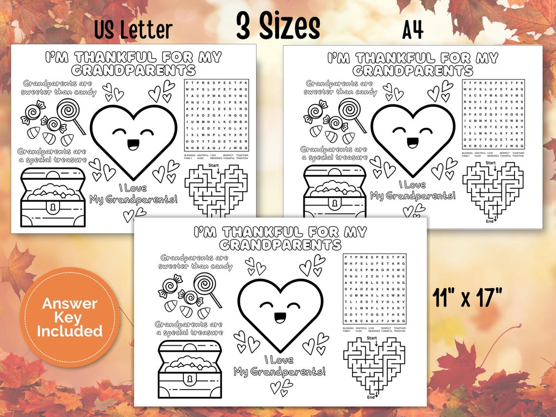 Gratitude Printable Coloring Page & Activity Sheet, Kids Placemat ...