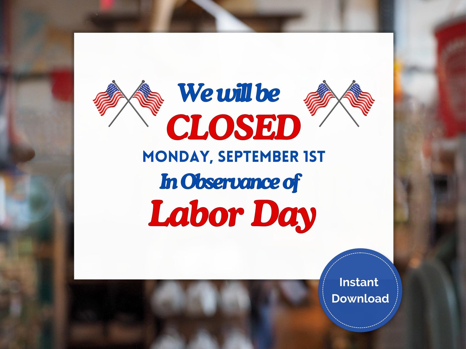 Labor Day Closed Printable Sign, Closed for Labor Day Sign, Store ...