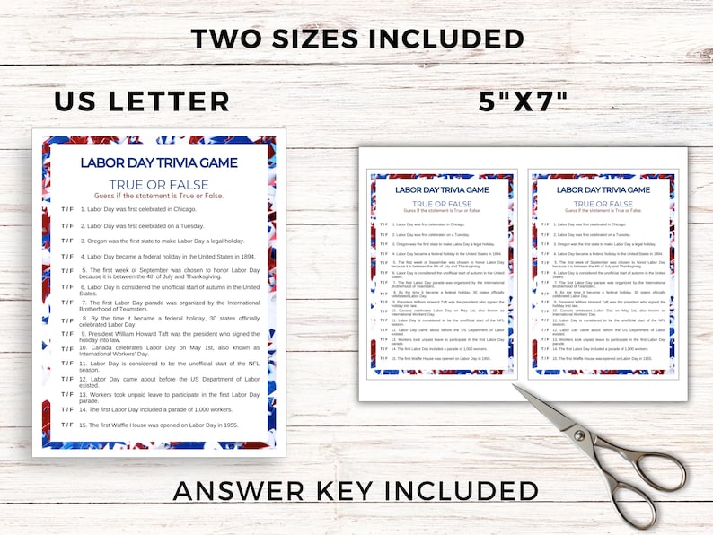 Labor Day Trivia, Printable Labor Day Game, Youth Group Games, Trivia ...
