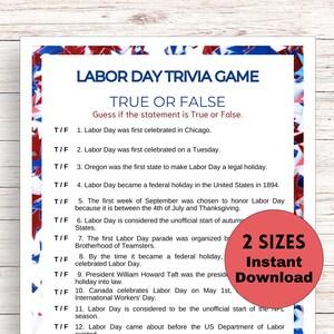 Labor Day Trivia, Printable Labor Day Game, Youth Group Games, Trivia ...