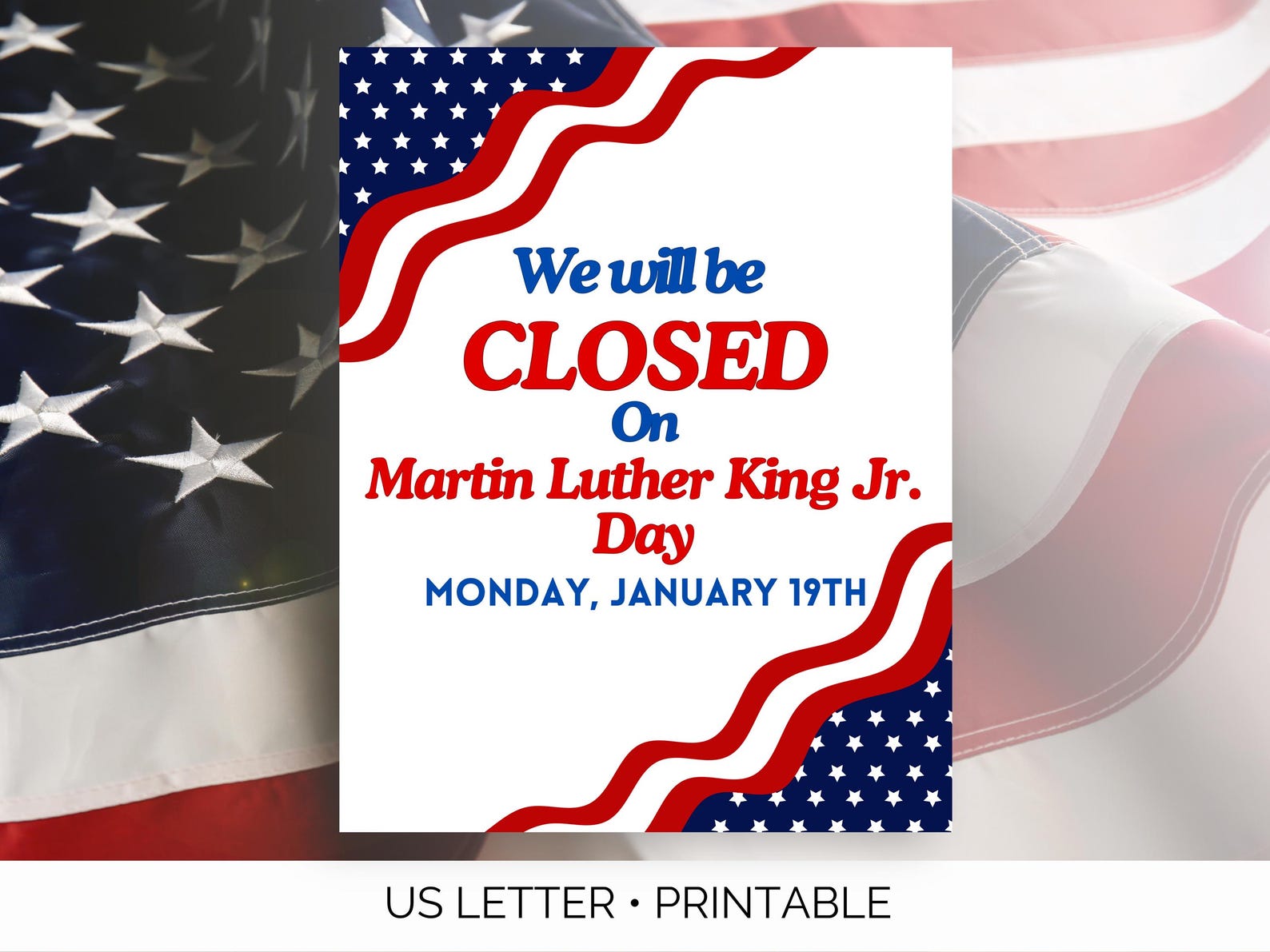 2026 Closed for Martin Luther King Jr Day Printable Sign, Closed MLK ...