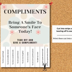 Compliments Printable, Random Acts of Kindness Tear off Flyer, Bulletin ...