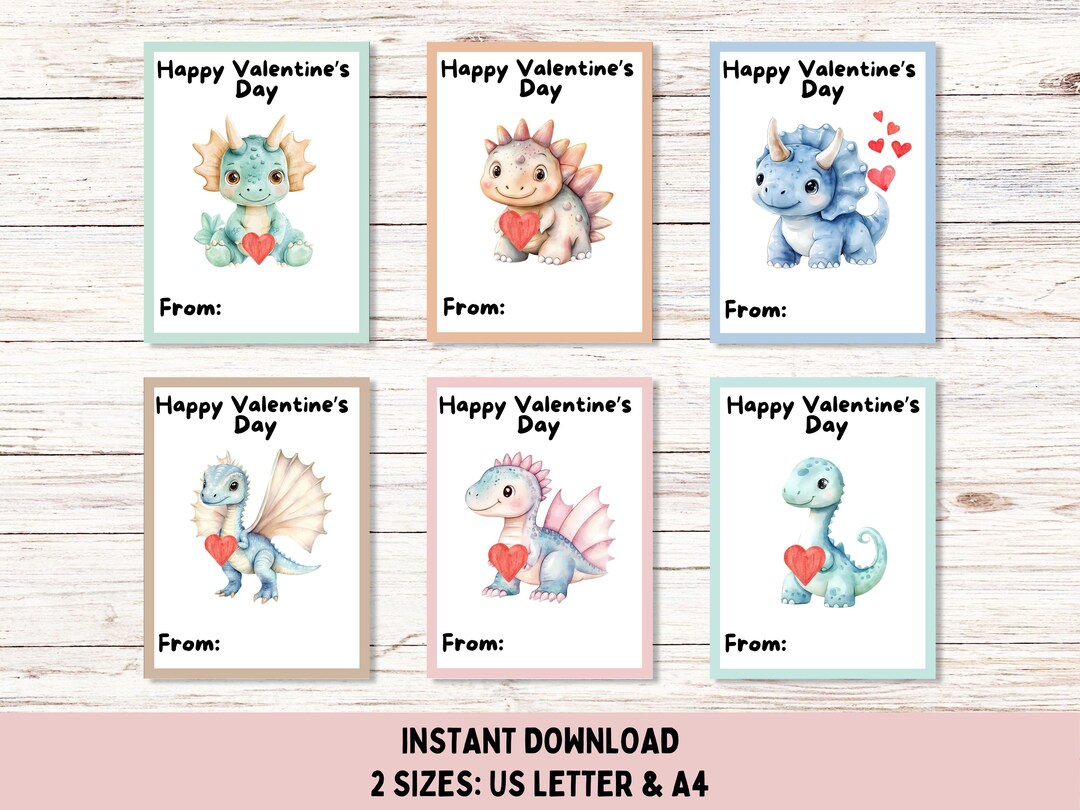 Dinosaur Valentines, Printable Classroom Valentines, Valentine Exchange ...