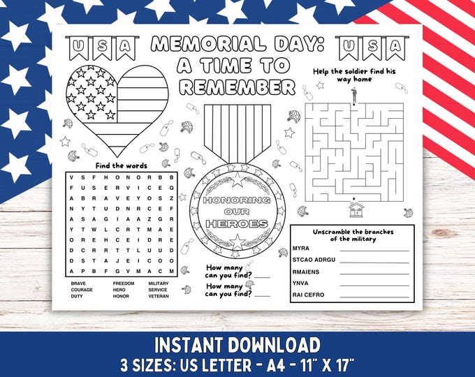 Christian Memorial Day Coloring Pages Memorial Day Craft Printable ...
