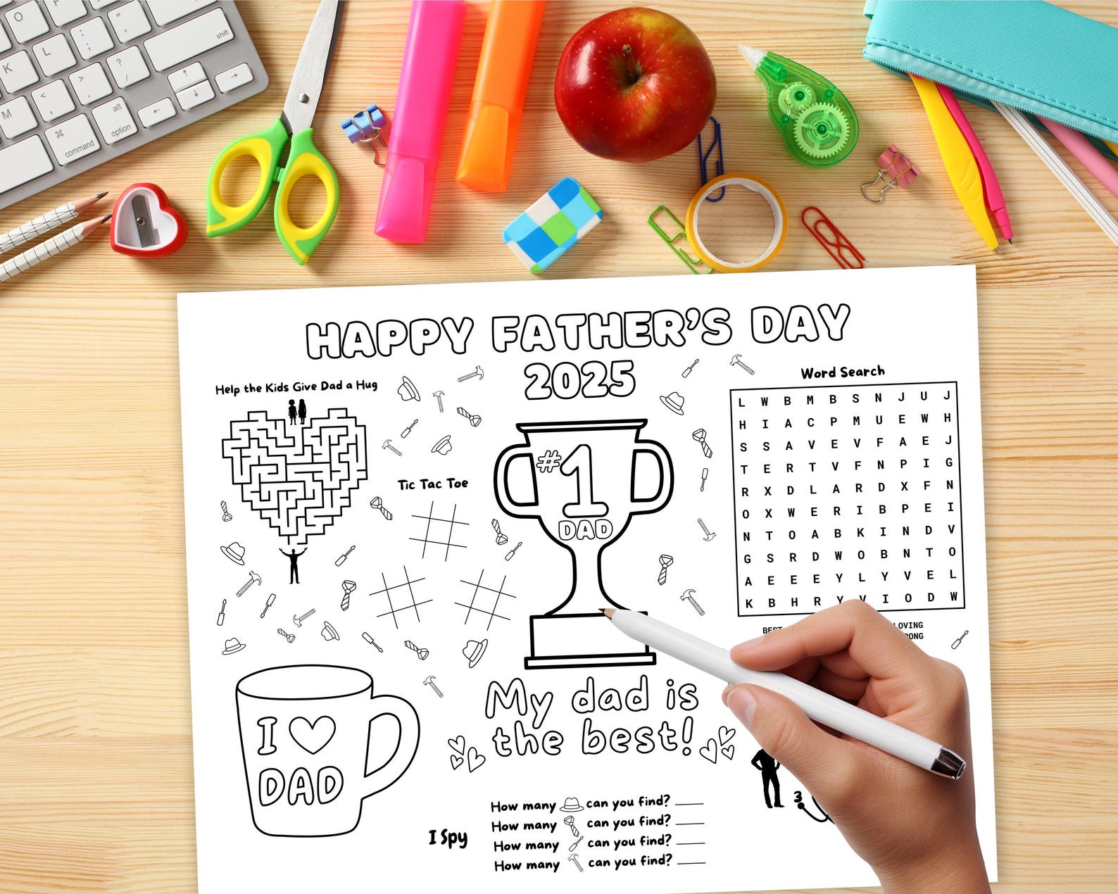 Father's Day 2025 Printable Coloring Page & Activity Sheet, Father's ...