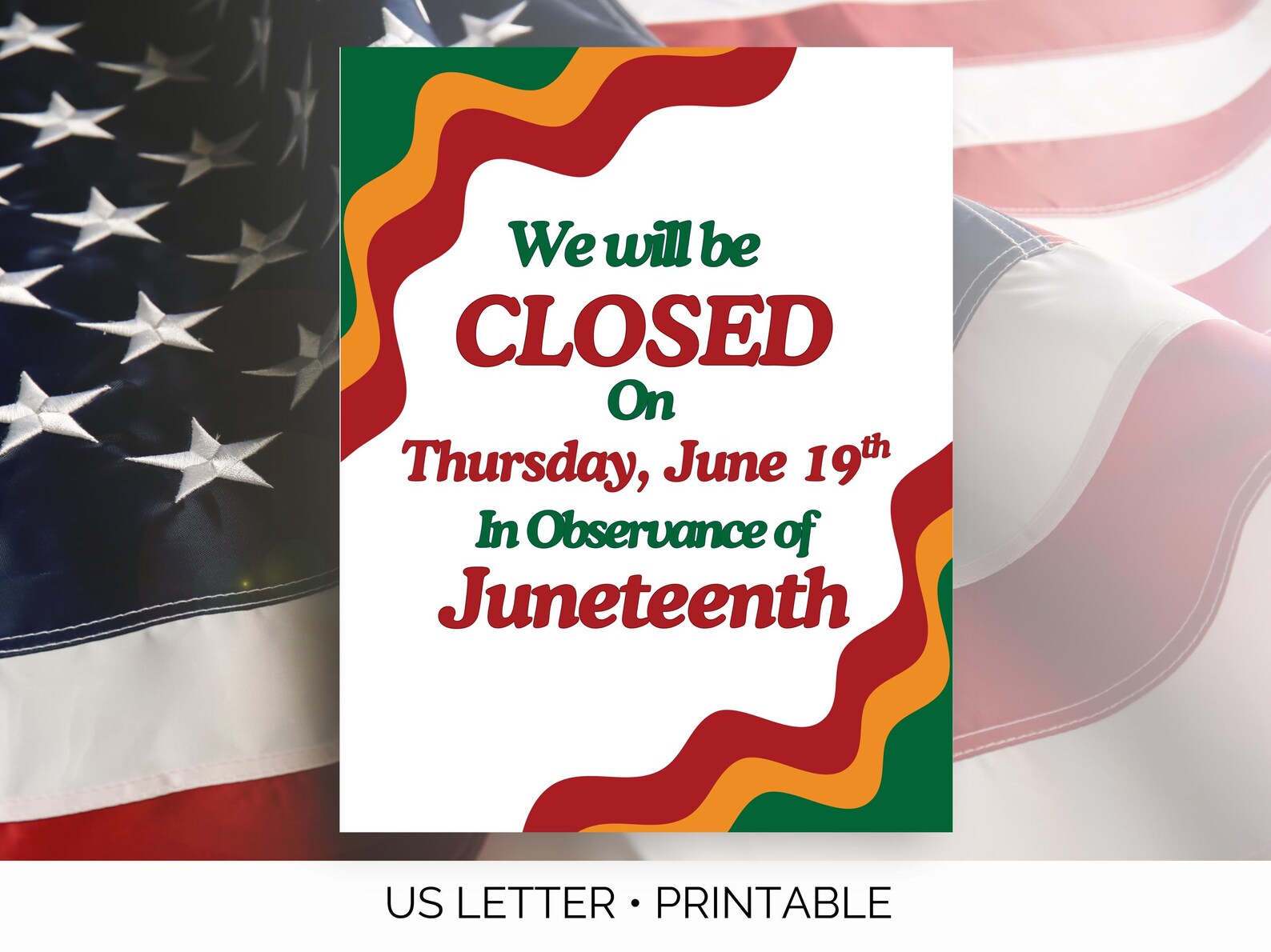 Juneteenth Closed Printable Sign, Closed for Juneteenth Sign, Closed on ...