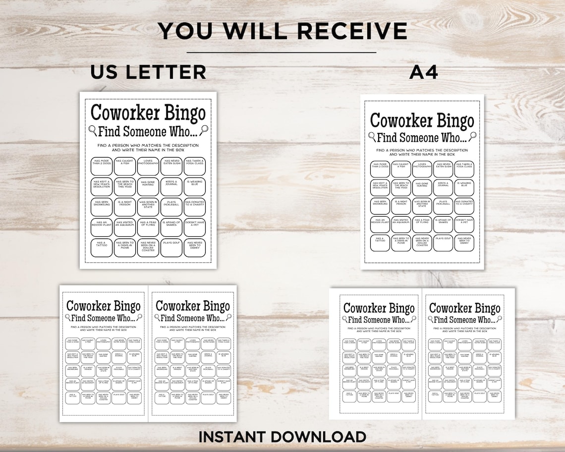 Office Bingo Printable Game, Human Bingo, Icebreaker Bingo, Coworker ...